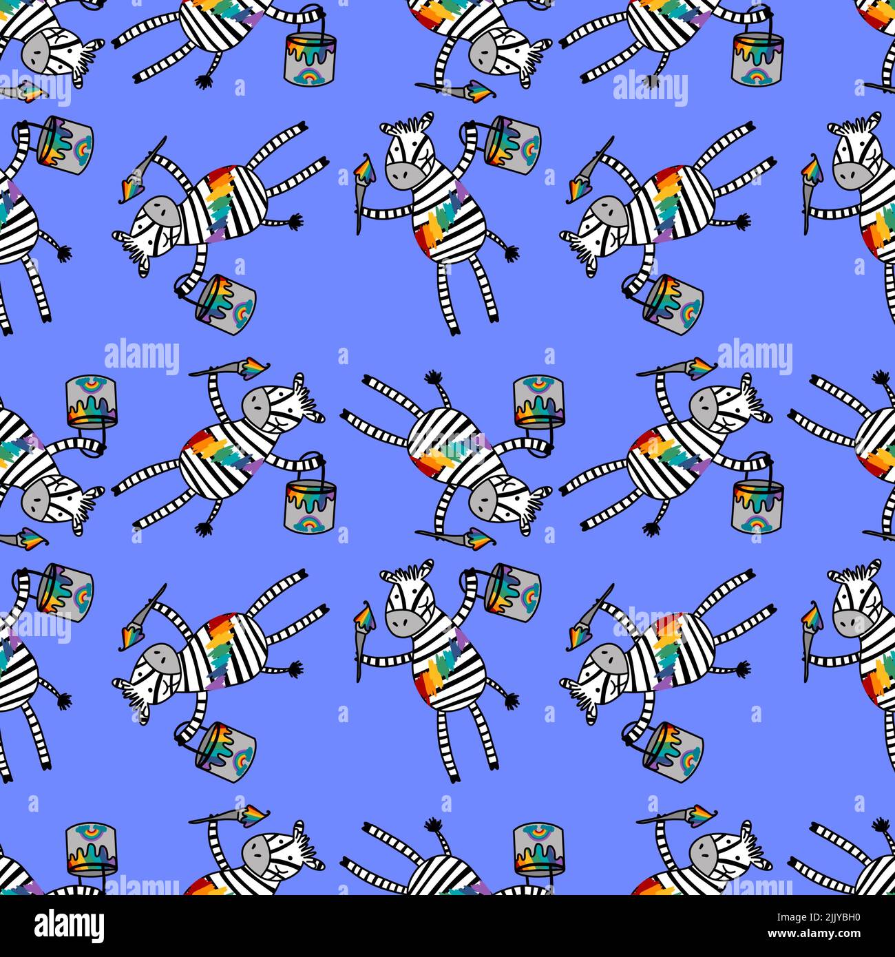 Cartoon kids animals seamless zebra pattern for wrapping paper and ...