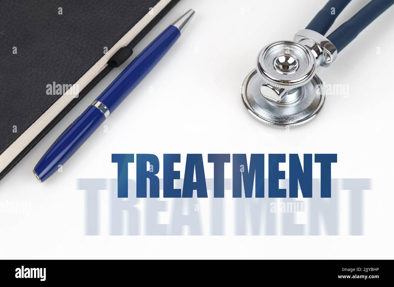 Medicine concept. On a white background, a notepad and a stethoscope ...