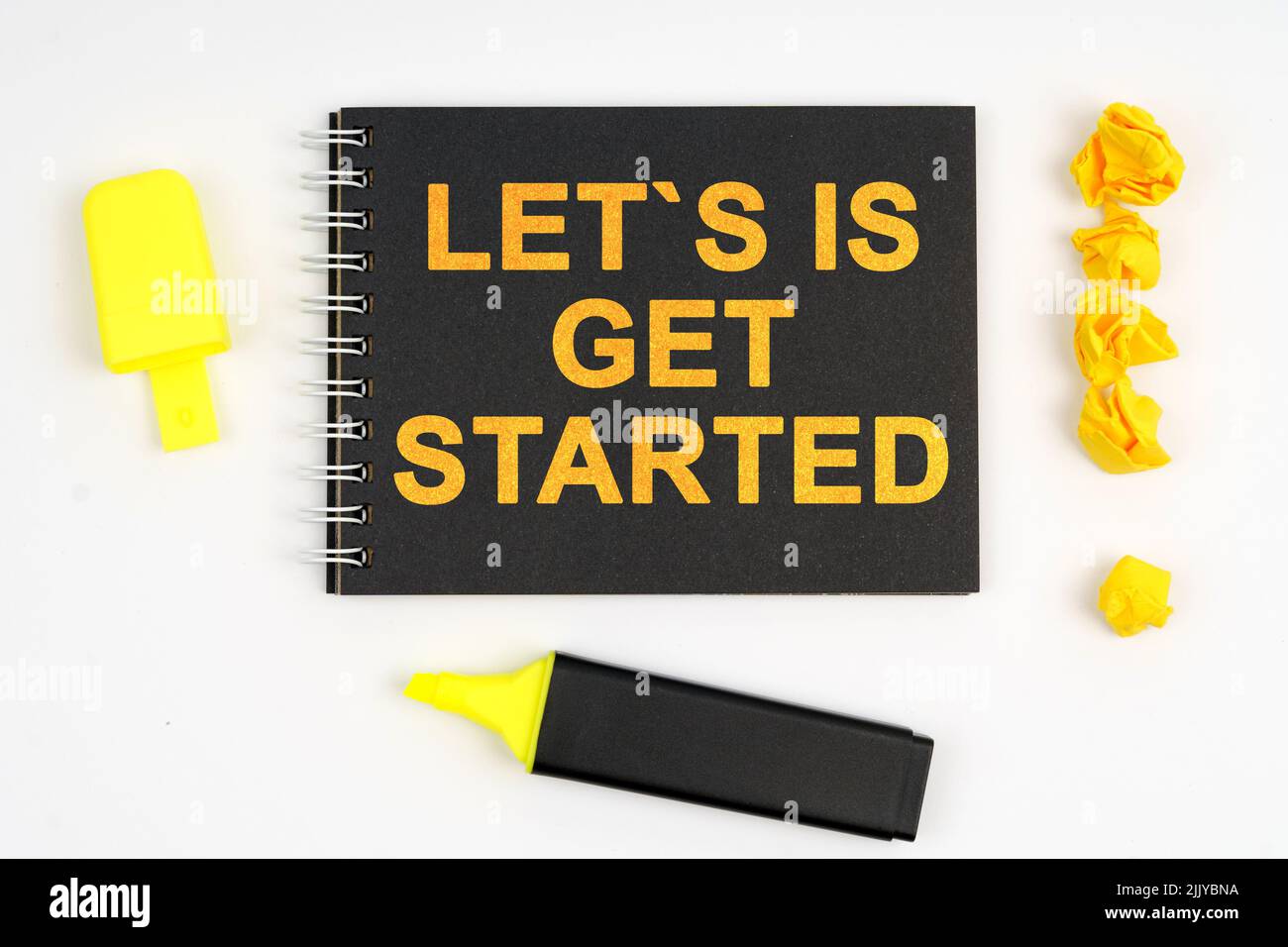 Business concept. On a white background lies a marker, an exclamation ...