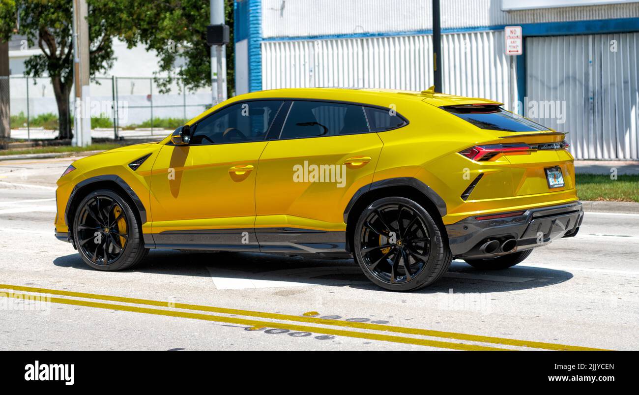 Miami Beach, Florida USA - April 15, 2021: 2019 Yellow Giallo Auge ...