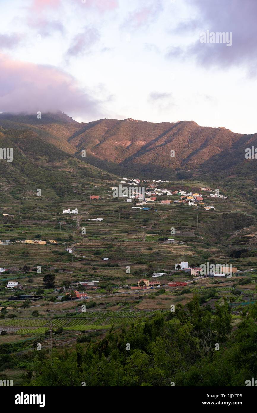 A vertical aerial view of Teno Rural Park, Tenerife, Canary islands ...