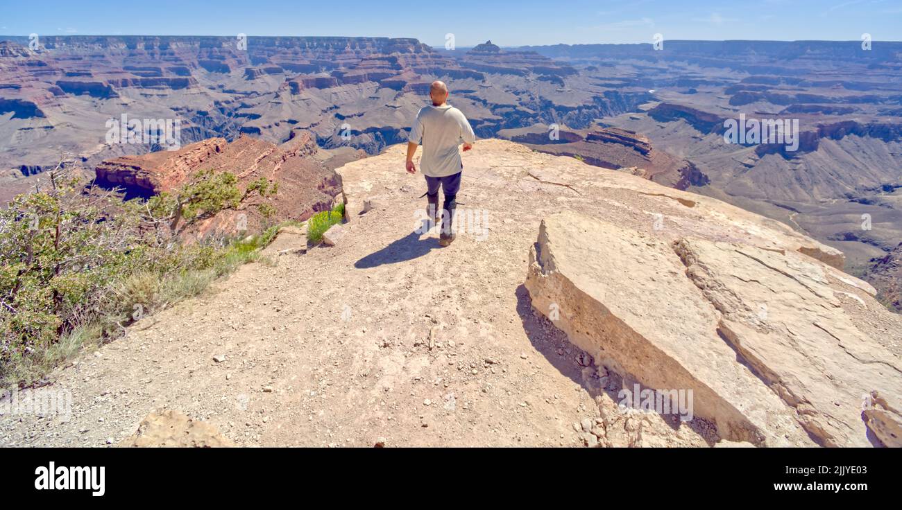 A man walking out to the edge of Shoshone Point at Grand Canyon Arizona Stock Photo - Alamy