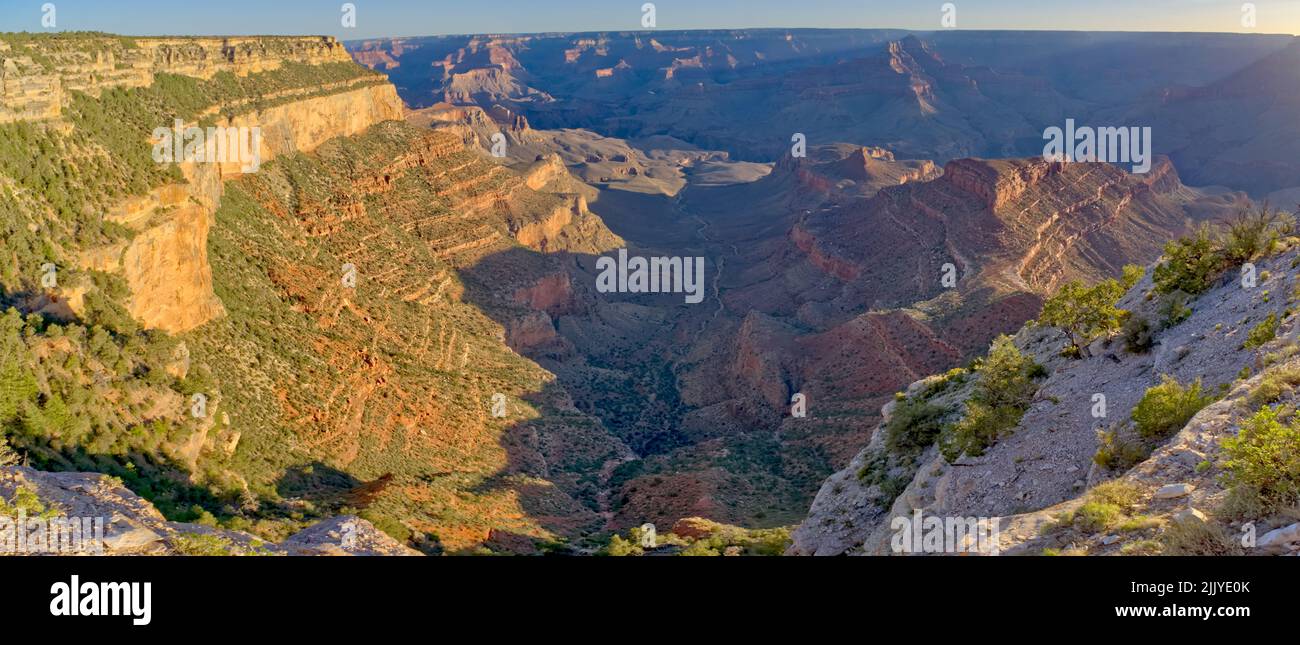 Grand Canyon view from the cliffs of Shoshone Point Arizona just after sunrise Stock Photo - Alamy