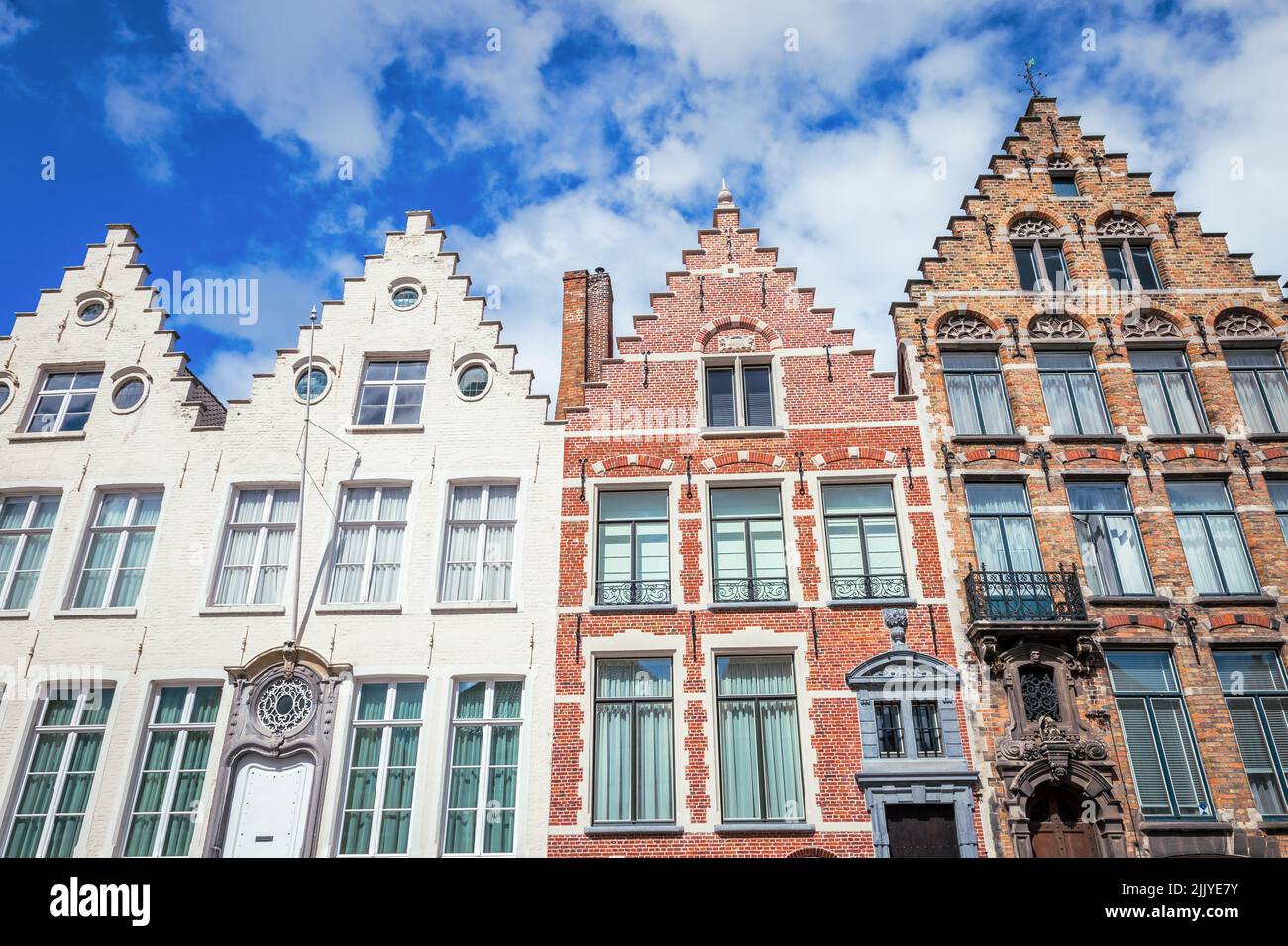 Bruges flemish architecture building facades pattern, Belgium Stock ...