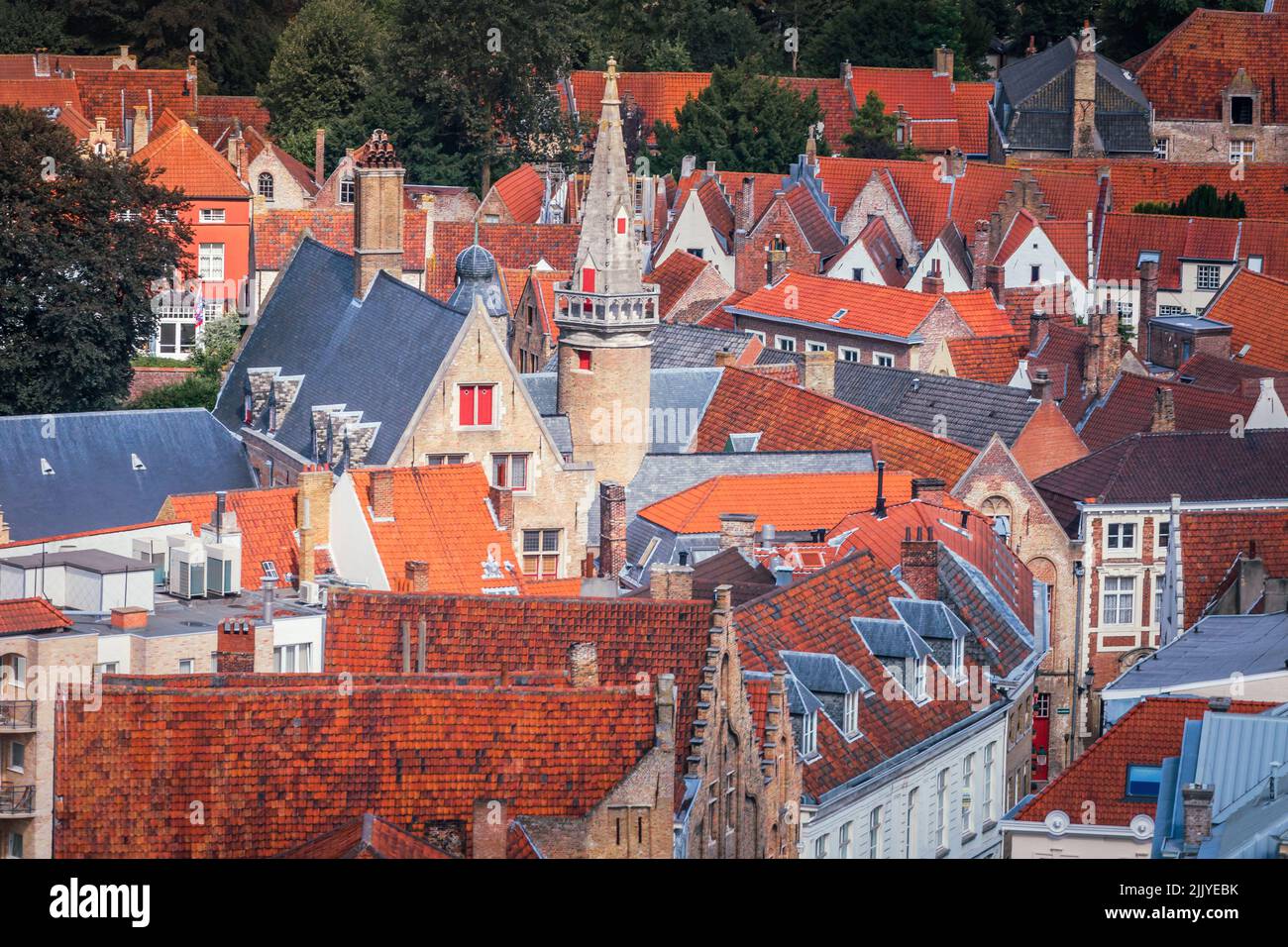 Above Bruges flemish architecture building facades pattern, Belgium ...
