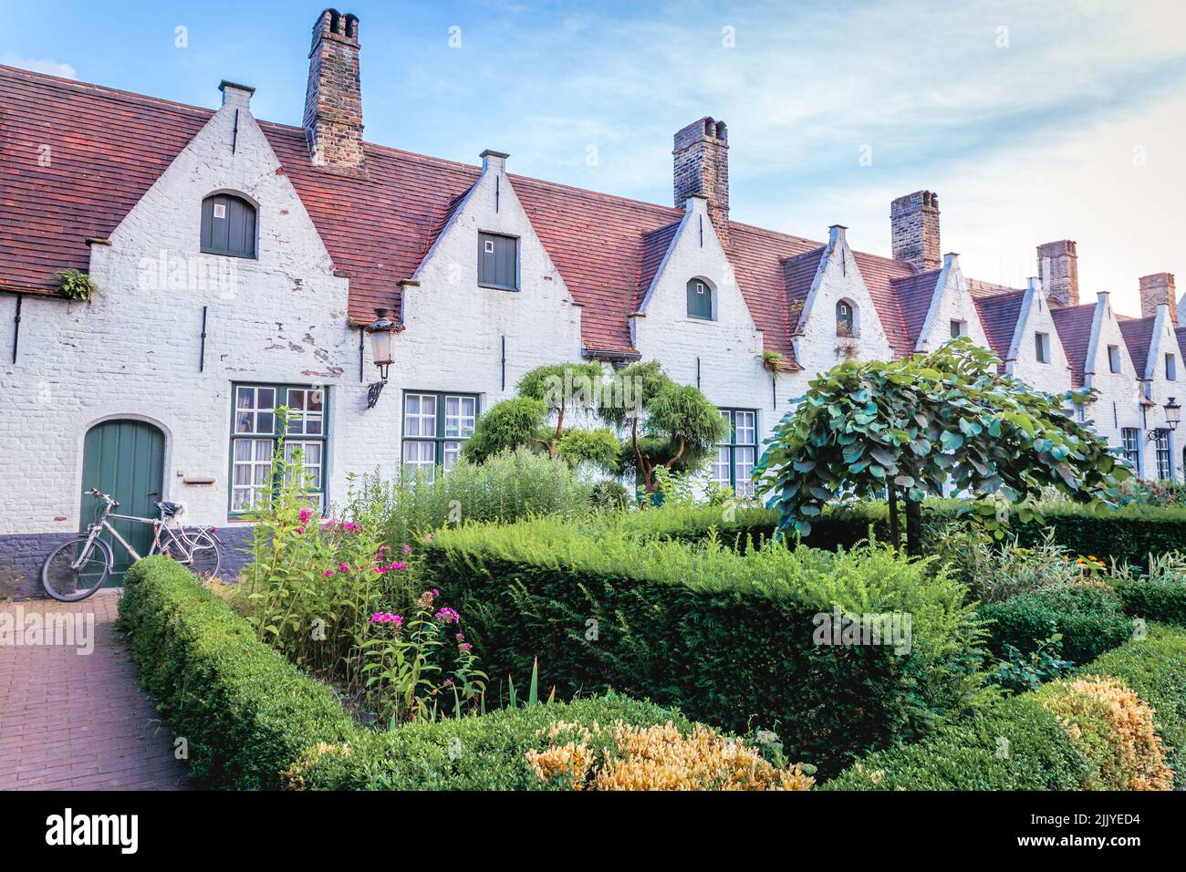 Bruges flemish architecture, medieval facades pattern, Belgium Stock ...