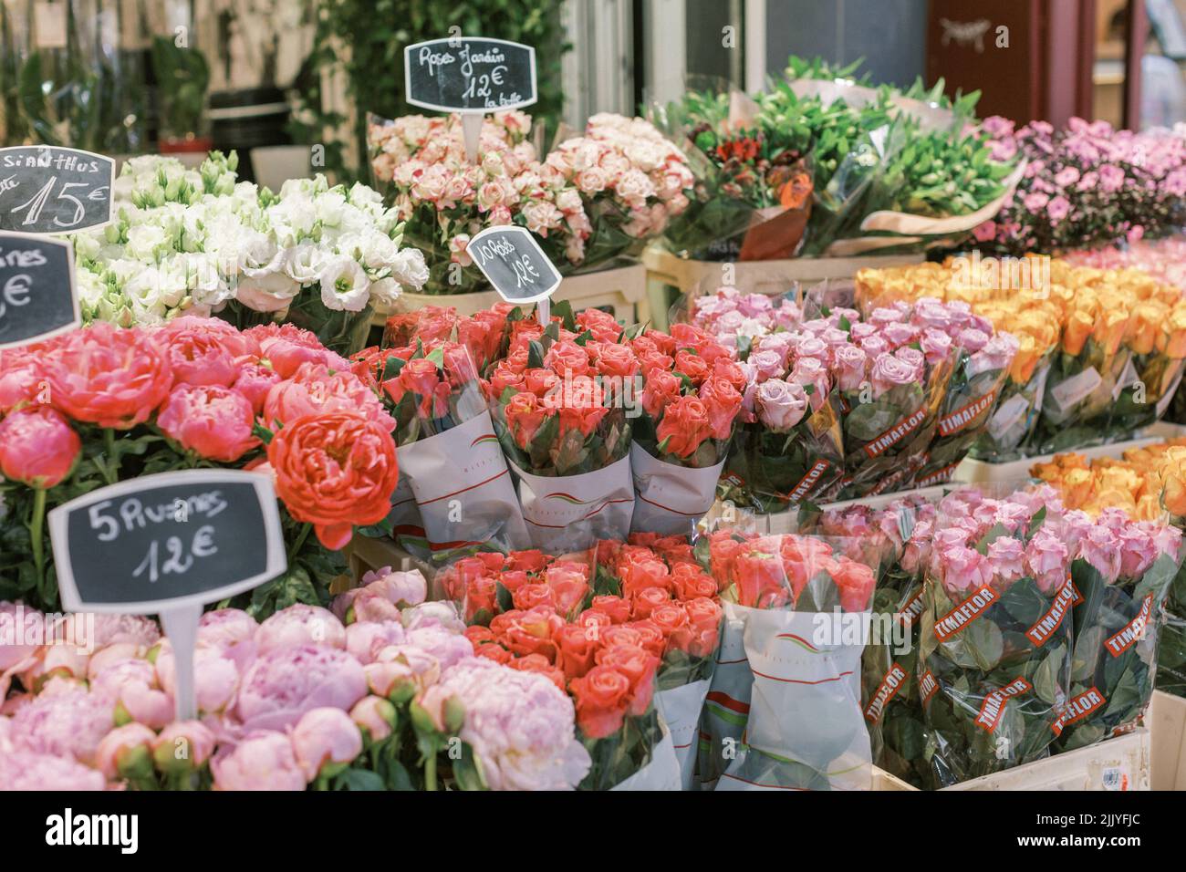 Colorful flower market in Paris, France Stock Photo - Alamy