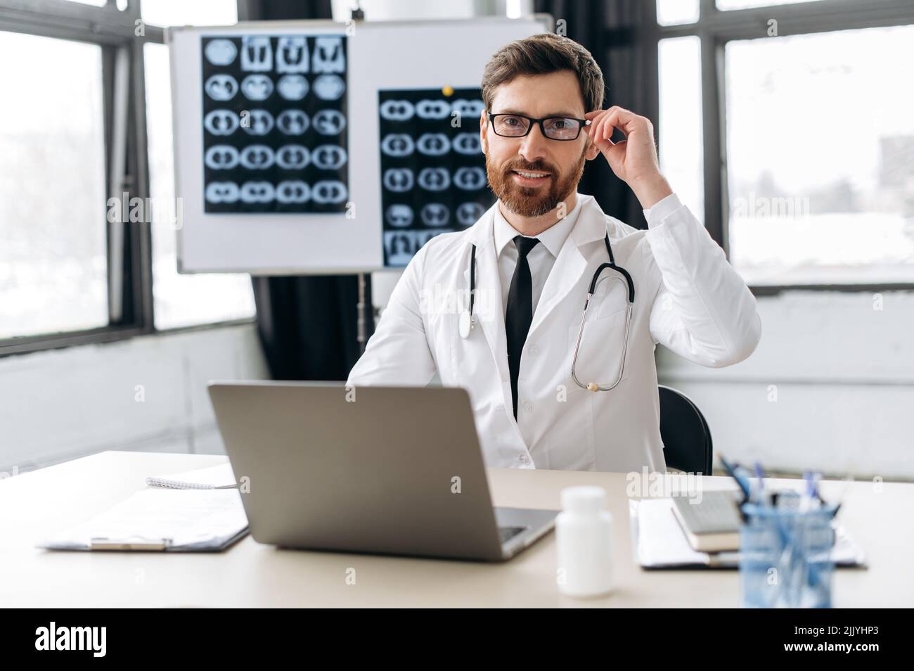Proud confident friendly caucasian man with glasses, professional ...