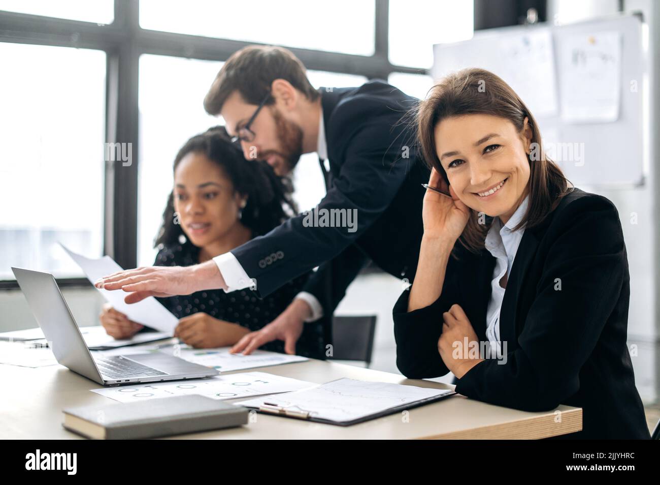 Beautiful confident caucasian woman in a formal wear, ceo company, a ...