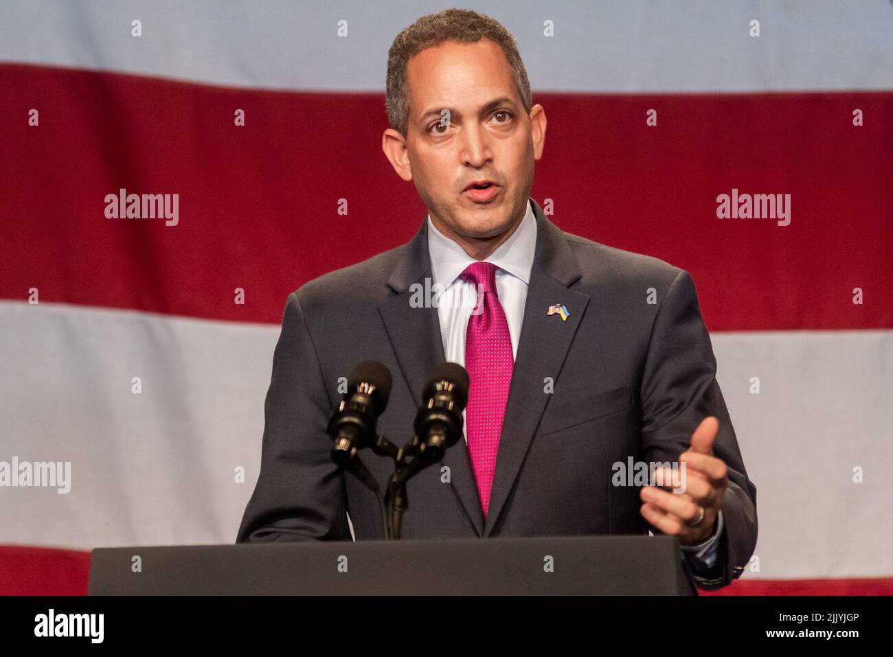 New York, USA. 28th July, 2022. Deputy Secretary Don Graves delivers ...