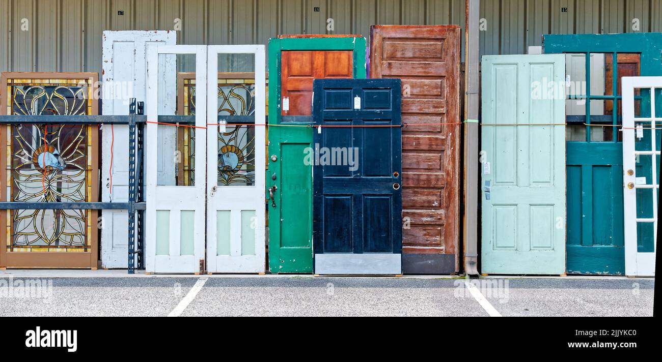 Old Doors at an antique Market Stock Photo - Alamy