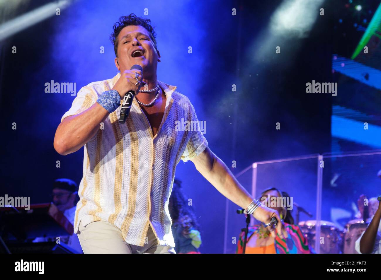 Colombian singer Carlos Vives performs during his concert at the Noches ...
