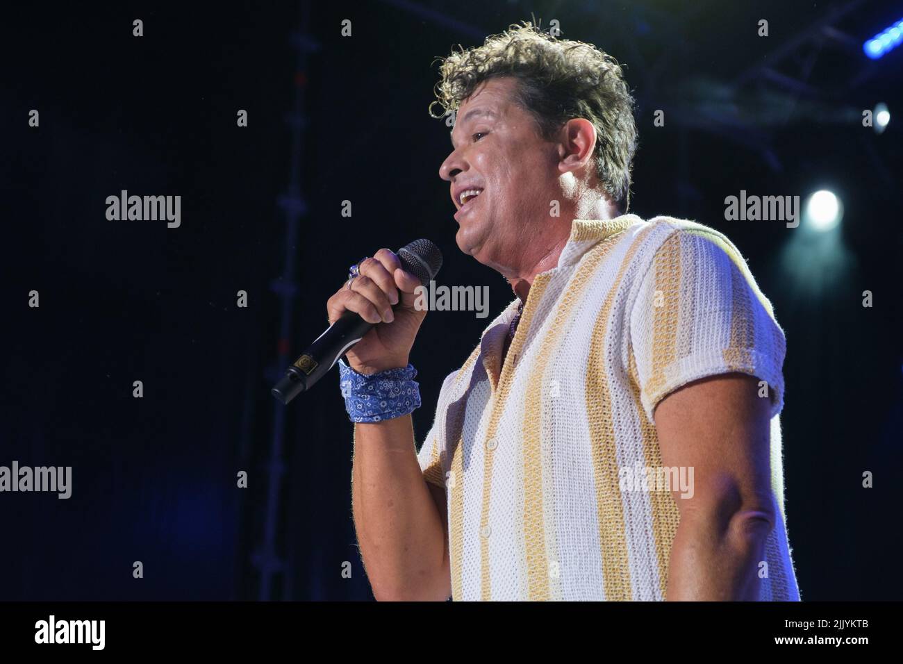 Colombian singer Carlos Vives performs during his concert at the Noches ...