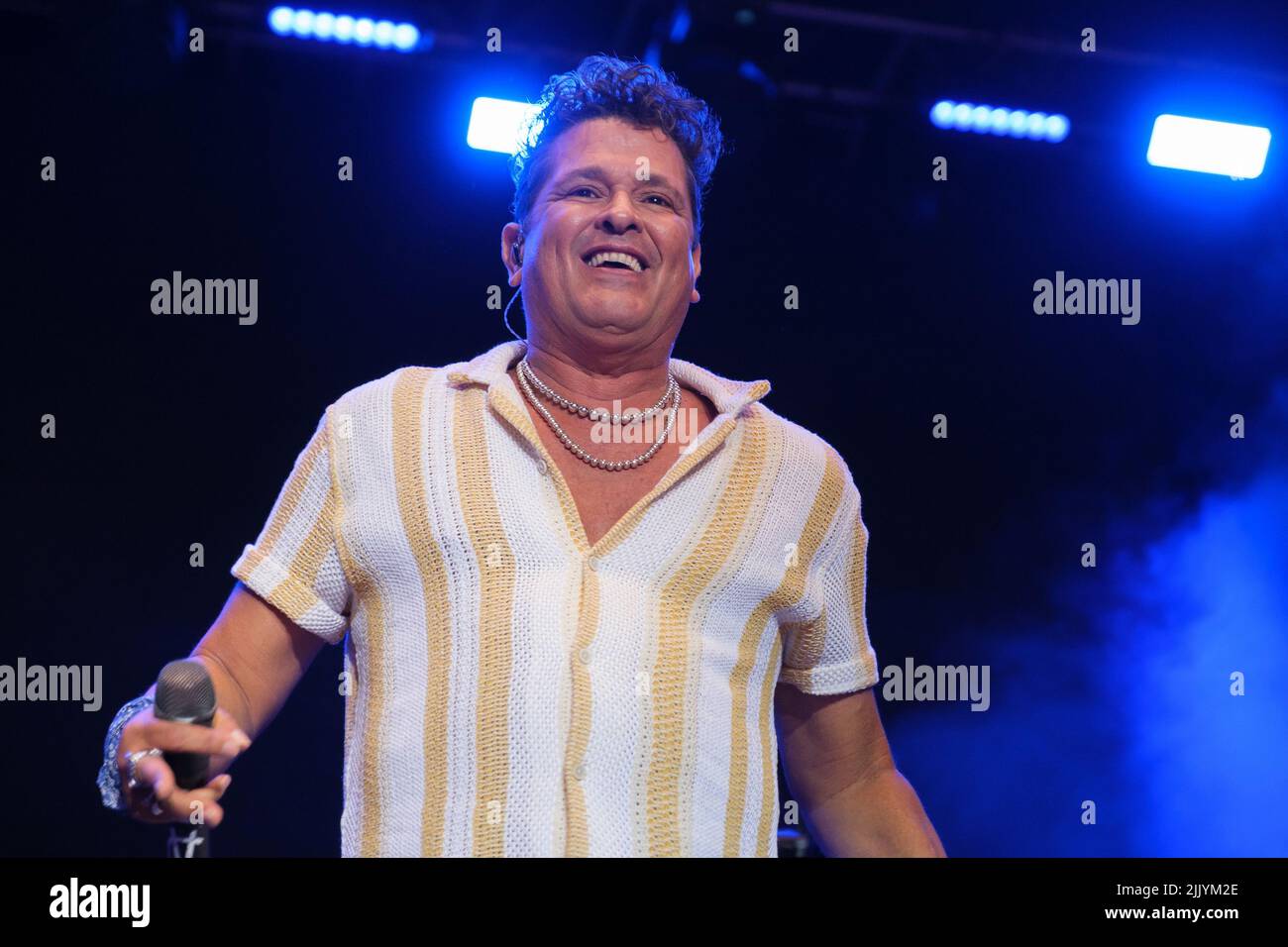 Colombian singer Carlos Vives performs during his concert at the Noches ...