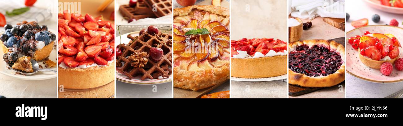 Collage of prepared desserts, closeup Stock Photo - Alamy