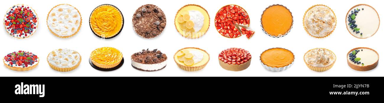 Collage of delicious pies isolated on white Stock Photo - Alamy