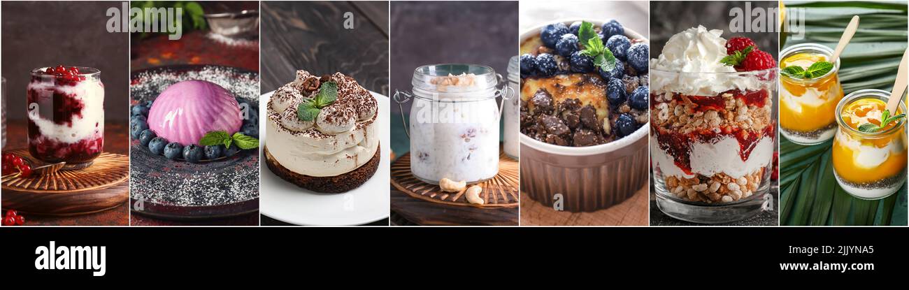 Group of traditional desserts on dark background Stock Photo - Alamy