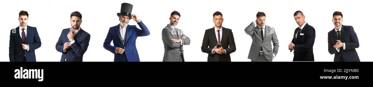 Set of handsome gentlemen on white background Stock Photo - Alamy
