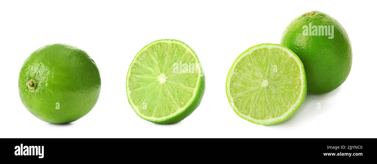 Set of ripe limes isolated on white Stock Photo - Alamy