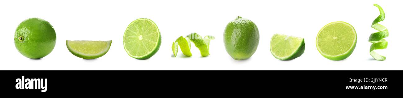 Set of ripe limes isolated on white Stock Photo - Alamy