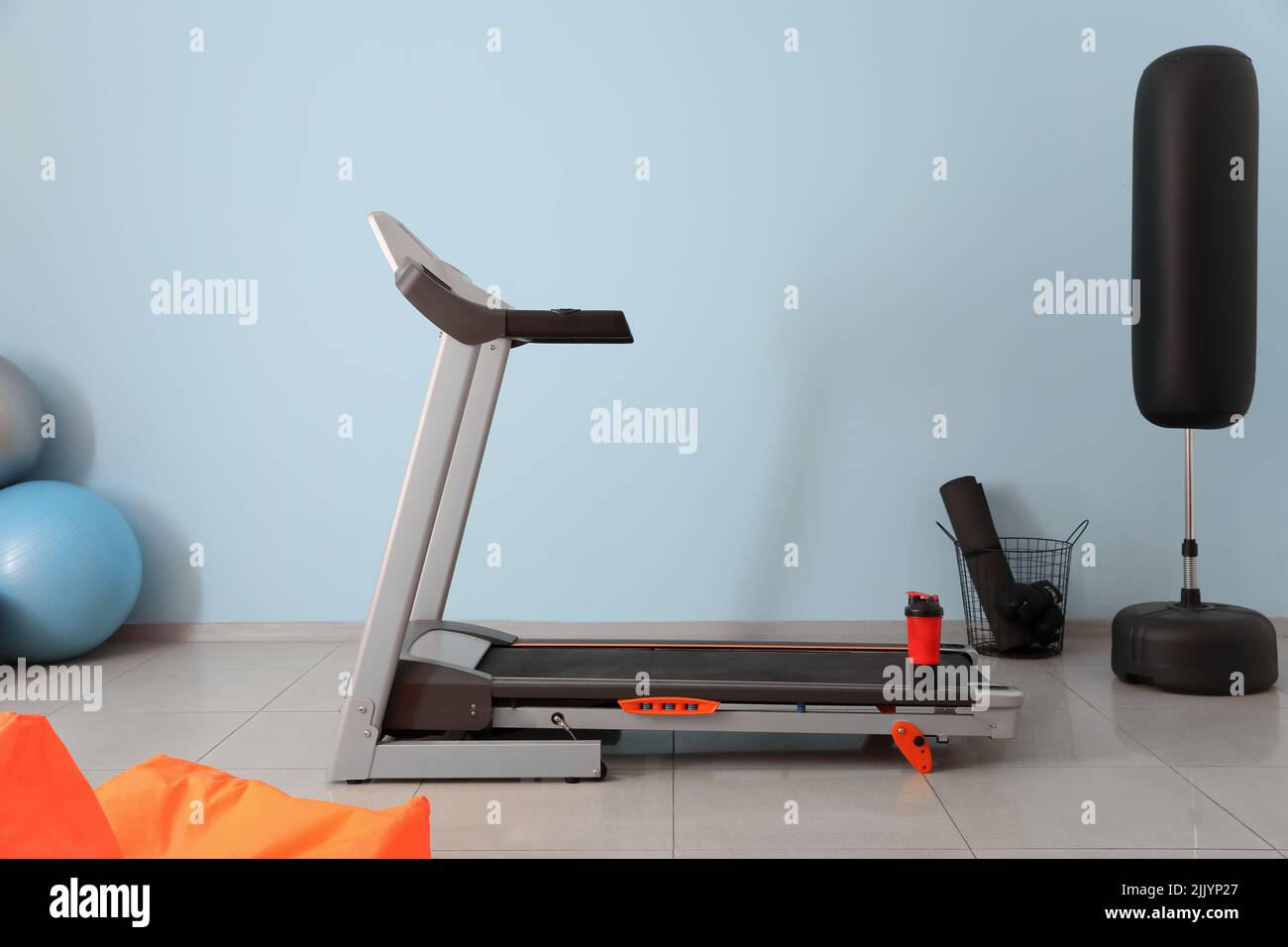 Interior of gym with treadmill and sport equipment Stock Photo - Alamy