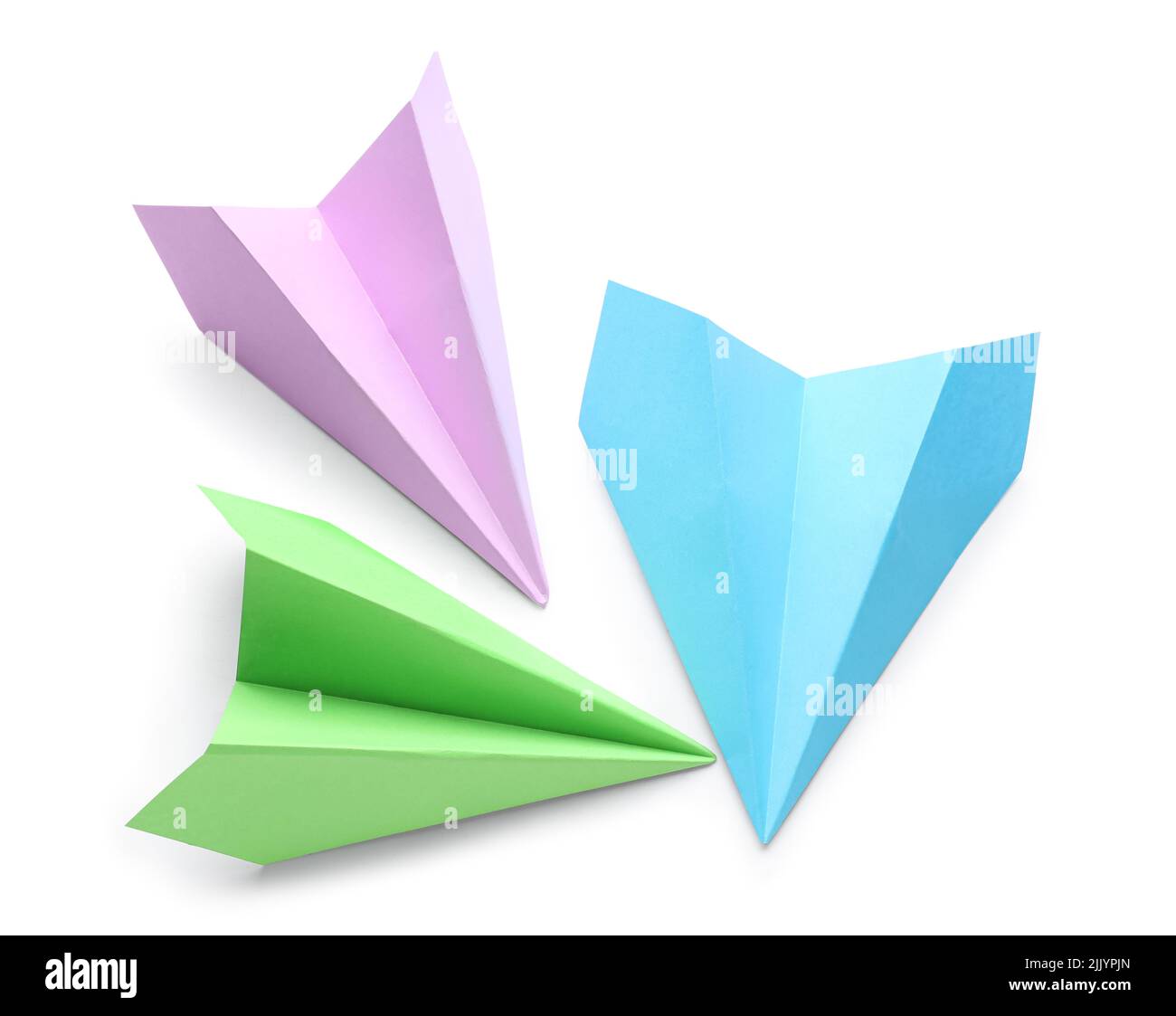 Colorful paper planes on white background Stock Photo - Alamy