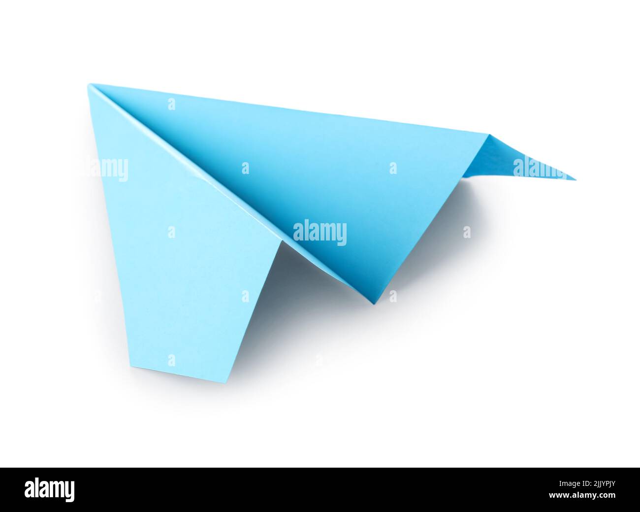 Blue paper plane on white background Stock Photo - Alamy
