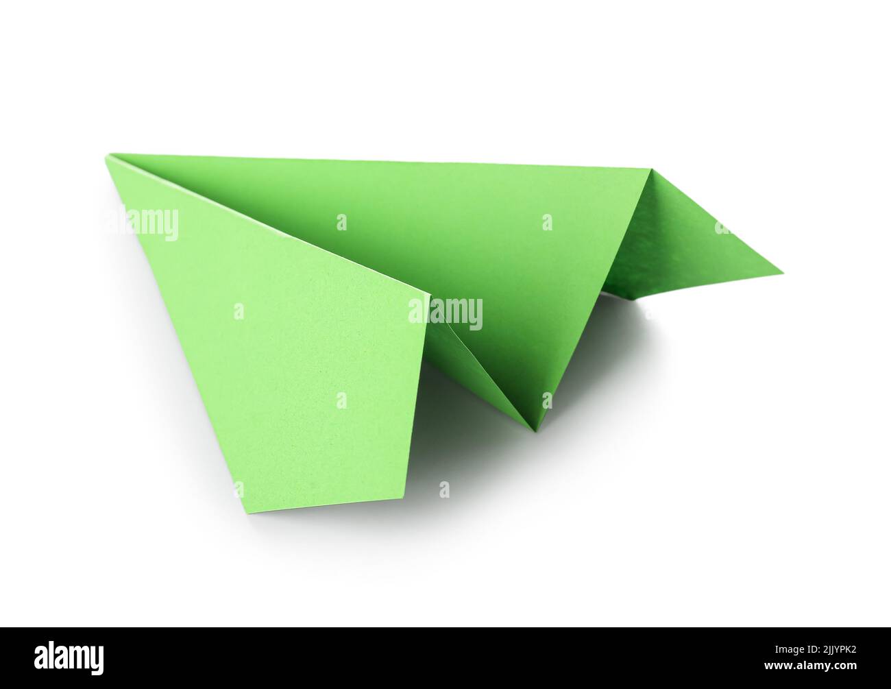 Green paper plane on white background Stock Photo - Alamy