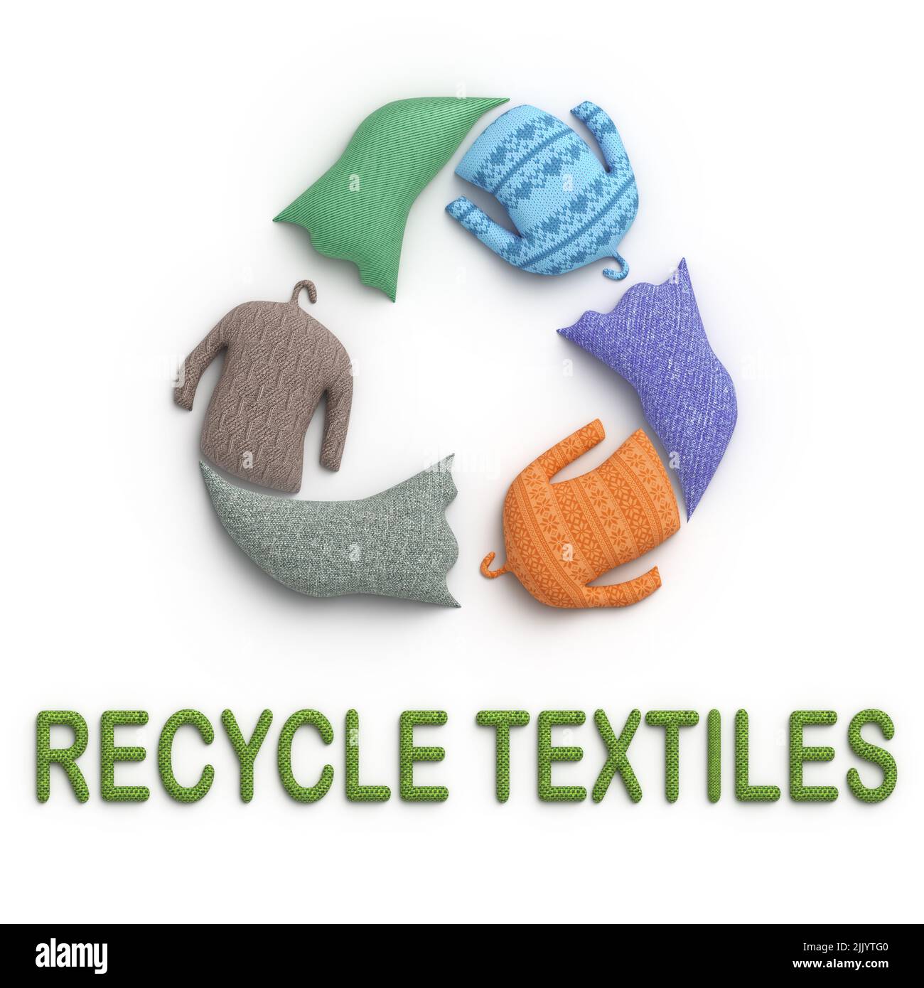 Recycle textiles, recycle symbol make with recycled fabric, reduce ...