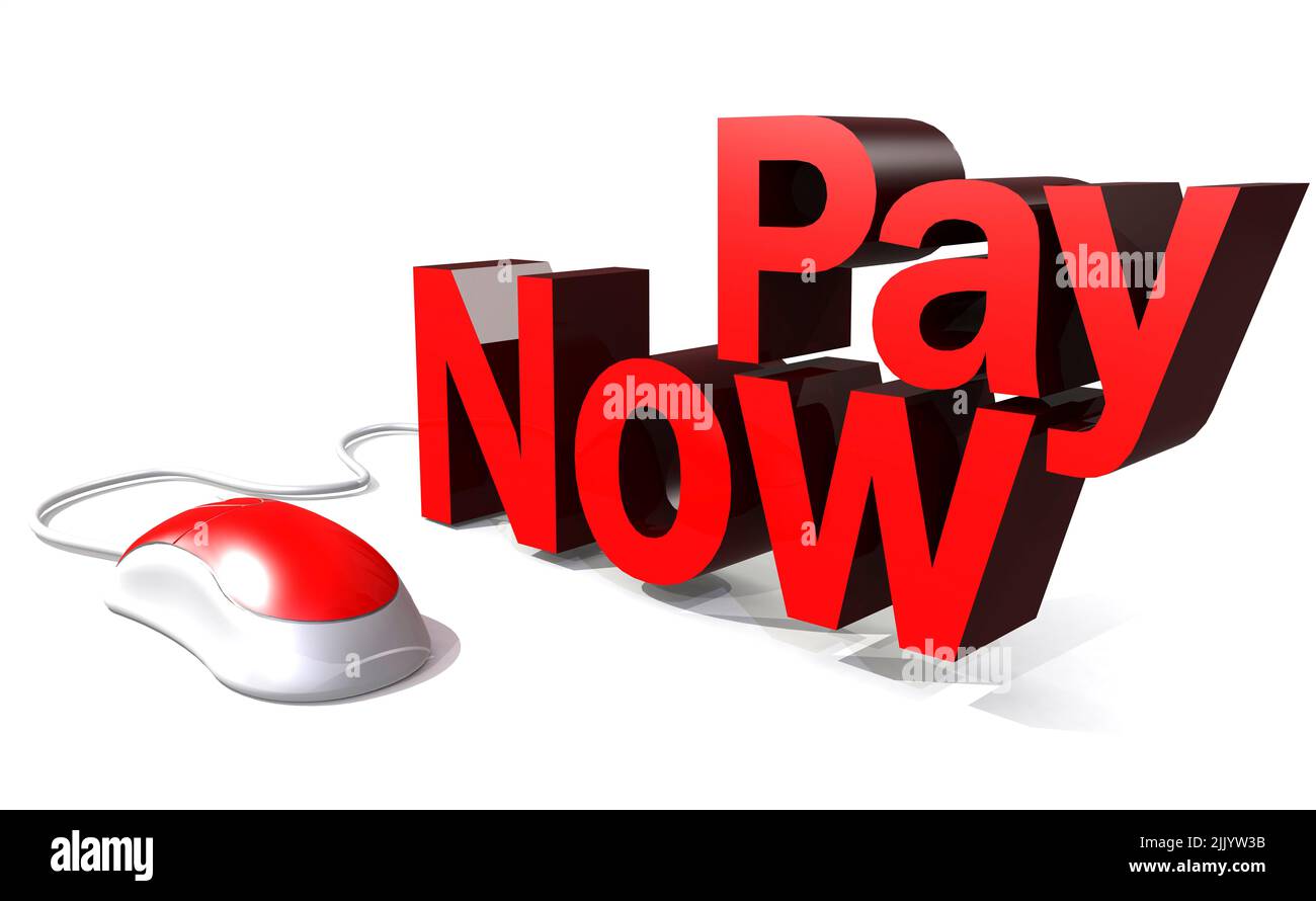 Computer mouse with pay now word, 3d rendering Stock Photo - Alamy