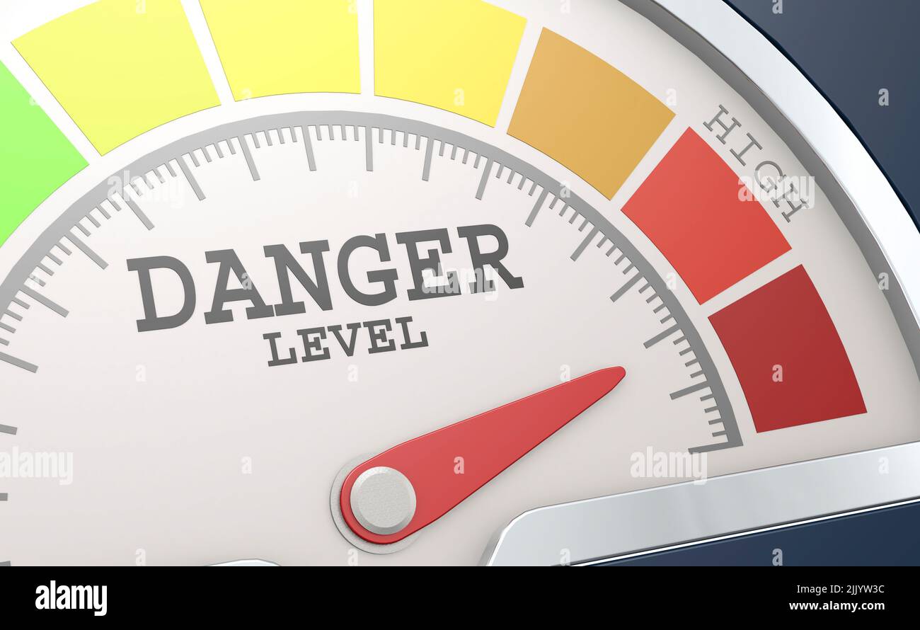 Danger level measuring scale with color indicator, 3d rendering Stock Photo - Alamy