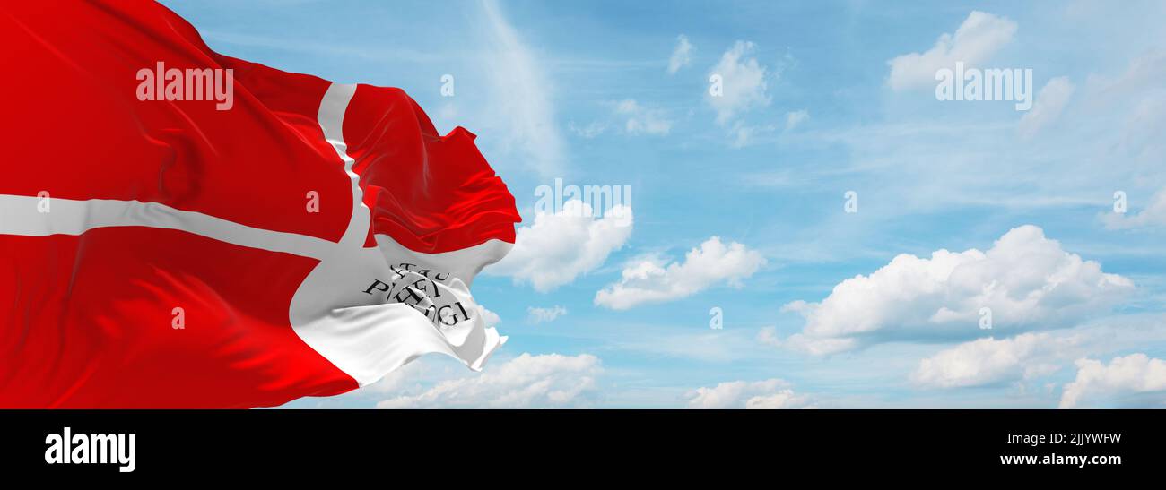 official flag of Potatau Te Wherowhero New Zealand at cloudy sky ...