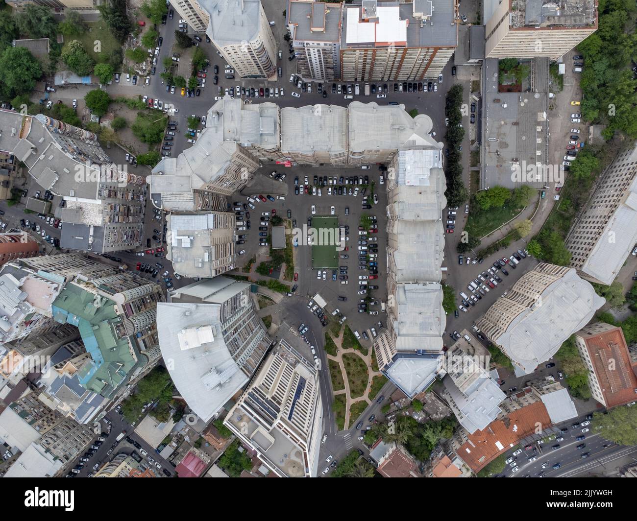 An aerial top view of architectural design of old buildings Stock Photo ...