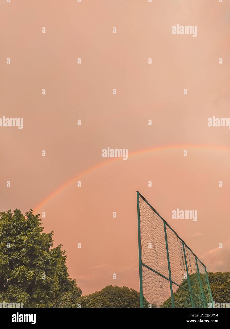 Rainbow behind the trees hi-res stock photography and images - Alamy