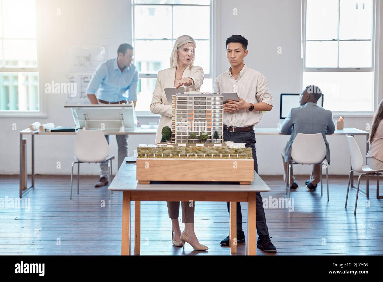 Confident business professionals in the field of architecture working ...