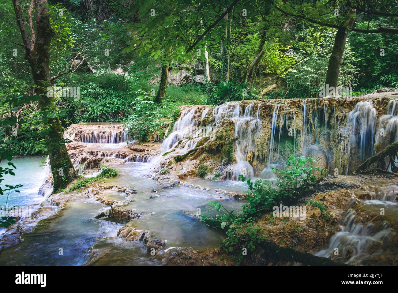 Waterfall cascade in the forest called Kroshuna waterfalls in Bulgaria ...