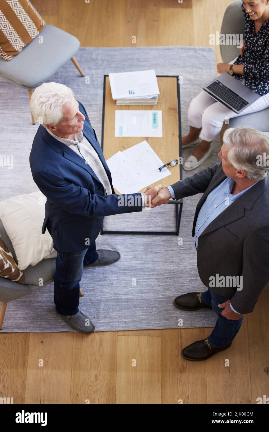 I look forward to doing more business with you. Aerial shot of two ...