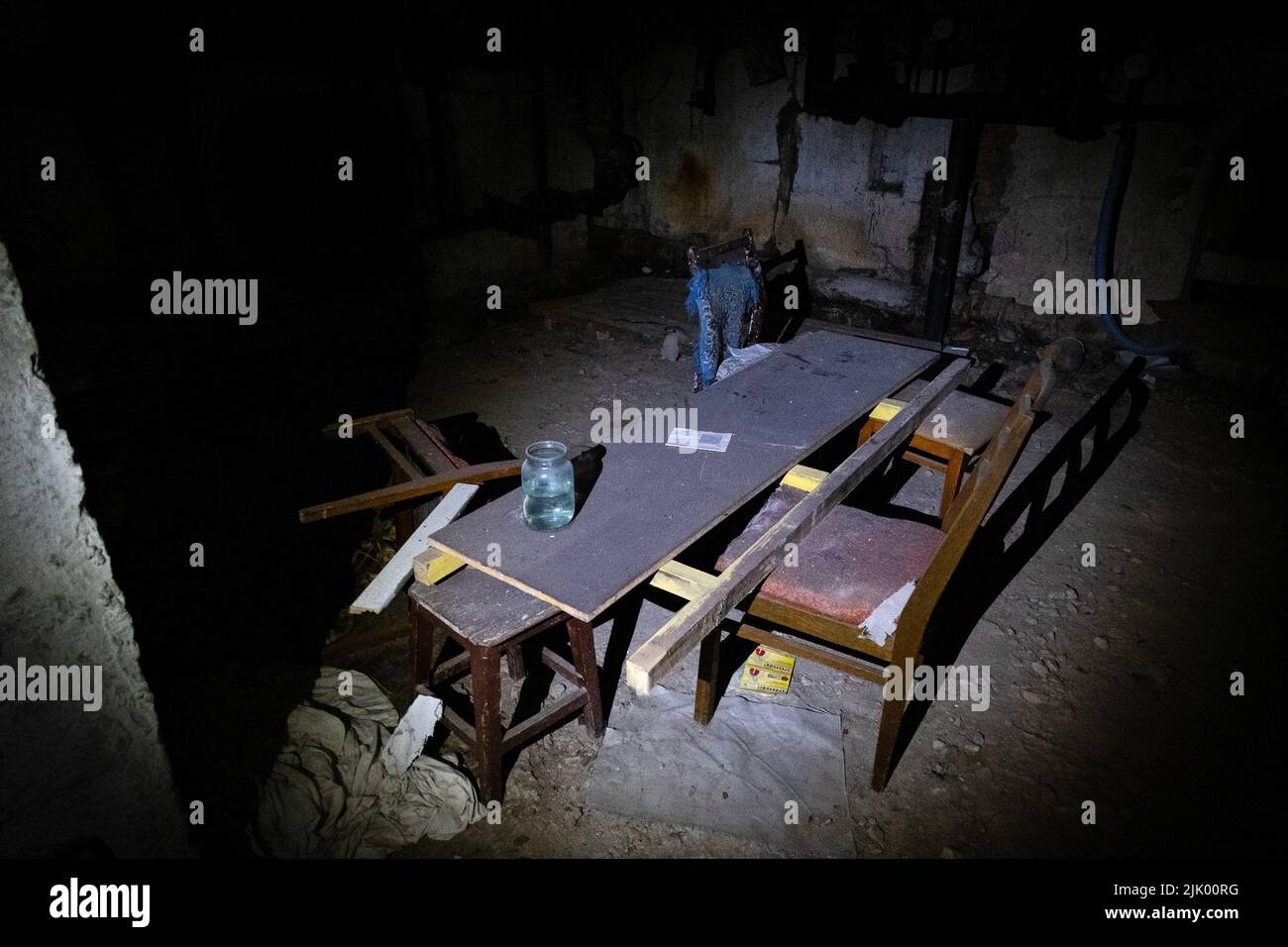 A view of a living room of an underground basement people used to live ...