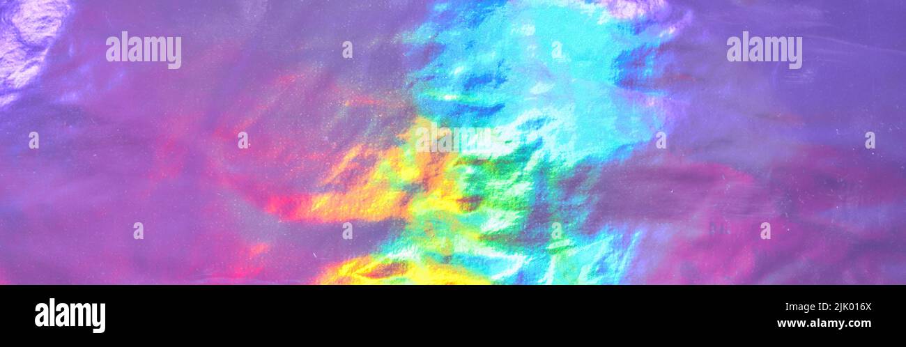 Holographic textures of banners. Shiny foil and metallic rainbow purple ...