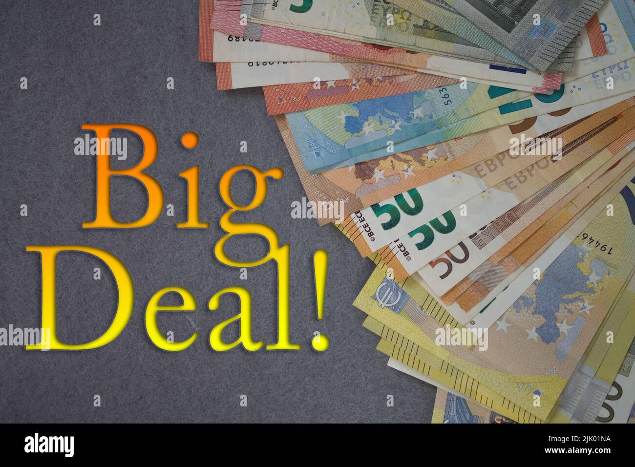 Big Deal word with money. Paper currency background with different ...