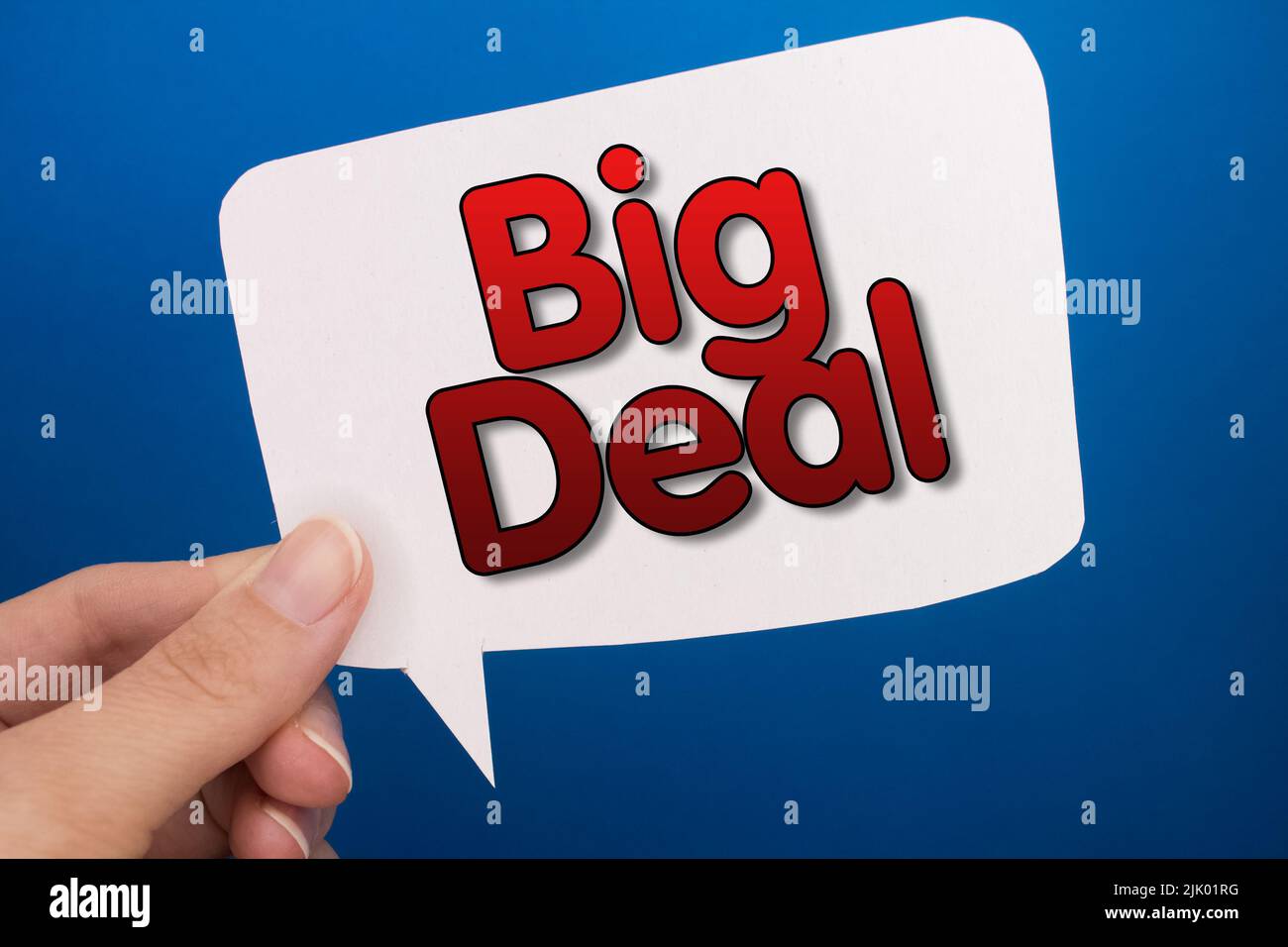 Speech bubble in front of colored background with Big Deal text Stock ...