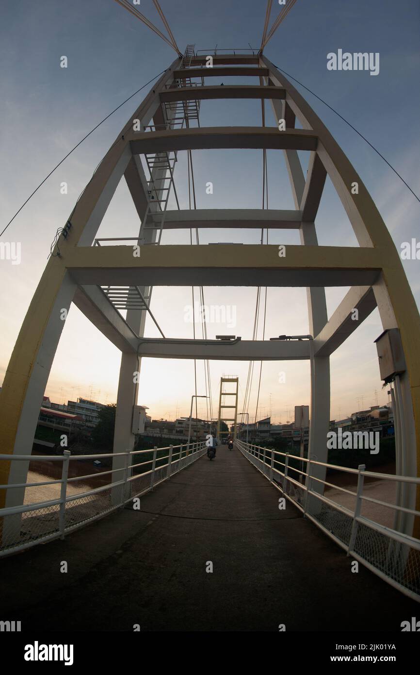 A pedestrian bridge across rivers and streams or canals Stock Photo - Alamy