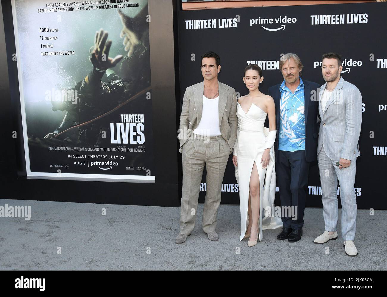(L-R) THIRTEEN LIVES Cast - Colin Farrell, Pattakorn "Ploy" Tangsupakul ...