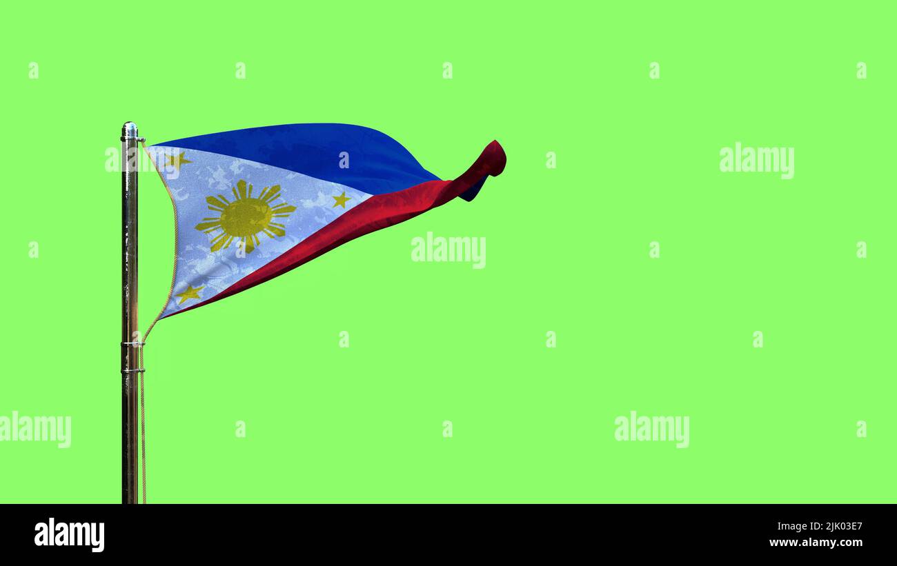 waving flag of Philippines for national celebration on chroma key ...