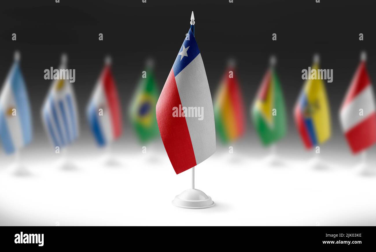 The national flag of the Chile on the background of flags of other ...