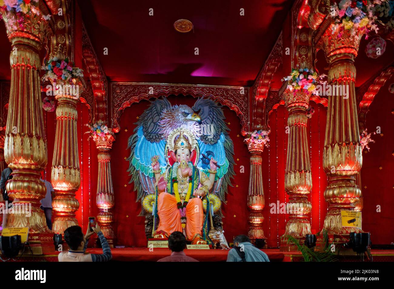 Huge idol of ganesha at the time of Ganpati festival in Mumbai state ...