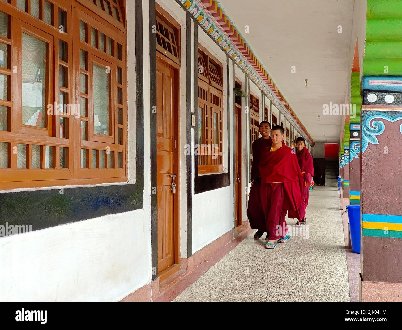 17 June 2022, Gangtok, Sikkim, monk walking in Ranka (Lingdum or Pal ...