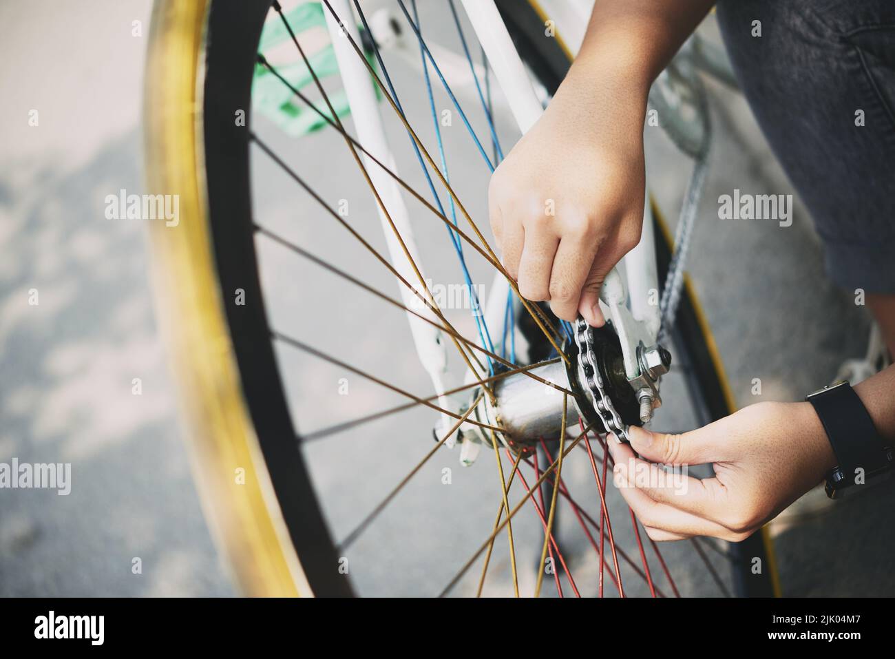 Close up woman fixing hi-res stock photography and images - Alamy