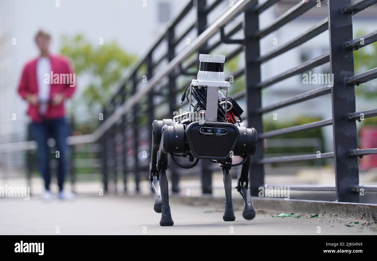 Hamburg, Germany. 11th July, 2022. A robot dog from the Institute for ...