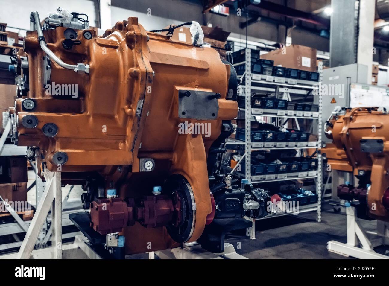 Assembly room at big industrial plant manufacturing tractors and ...